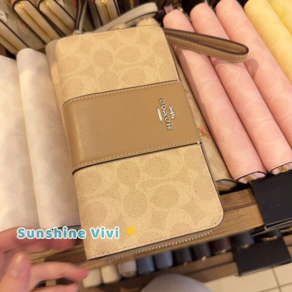 Coach | Bags | Nwt Coach Long Zip Around Wallet Signature Canvas Stripe ...